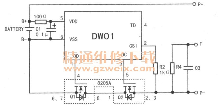 DW01+8205A保护电路详解_8205a充电芯片电路图-CSDN博客