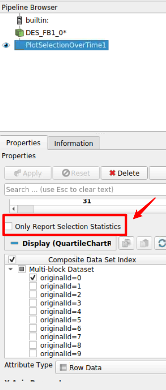 paraview 选择多个颗粒/网格plot over time的时候可以显示统计值，也可以选择某一个颗粒/网格_paraview plot ...