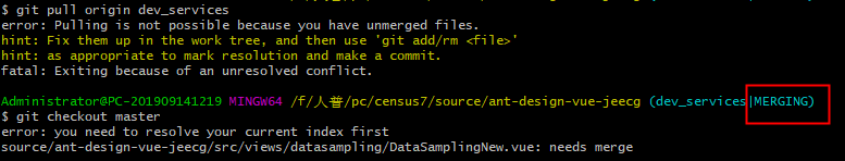 git切换分支失败，报错error: you need to resolve your current index first-CSDN博客