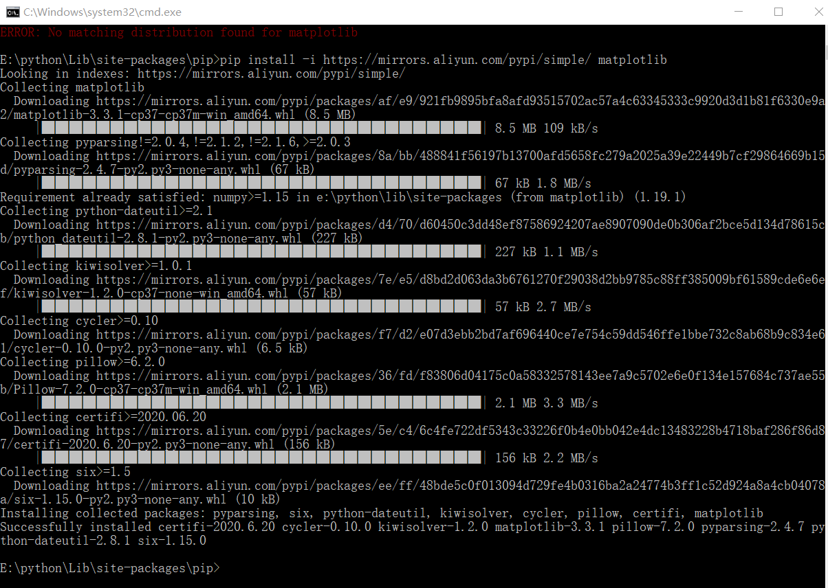 python使用国内阿里云镜像安装matplotlib_python 最新阿里镜像-CSDN博客