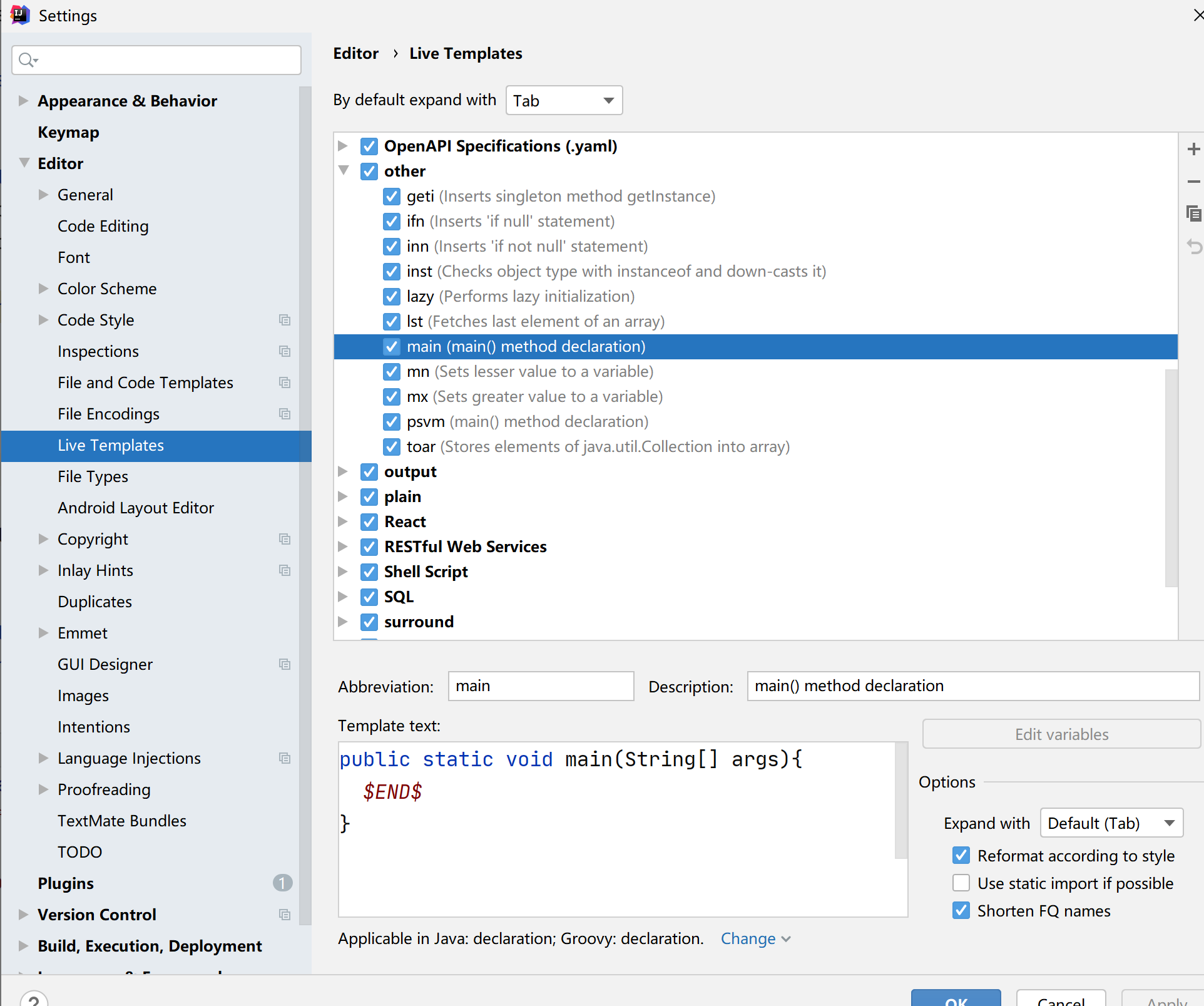 IDEA输入main或psvm无法生成main方法 - 程序员大本营