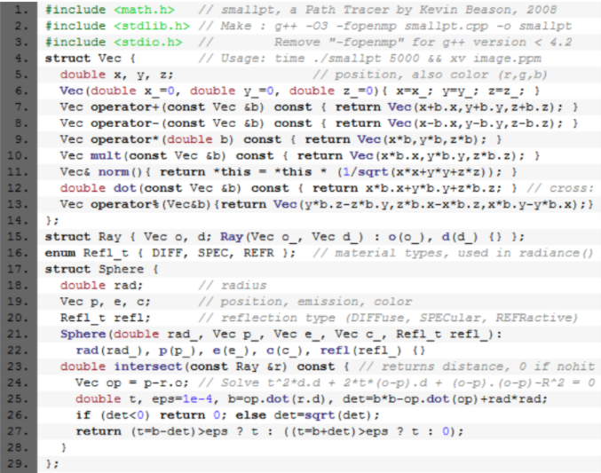 (中文详解篇)smallpt: 99行代码完成全局光照Path Tracing-CSDN博客