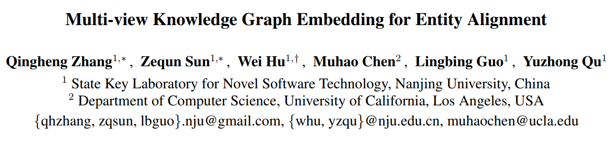 论文简读-MultiKE-《Multi-view Knowledge Graph Embedding for Entity Alignment》-CSDN博客
