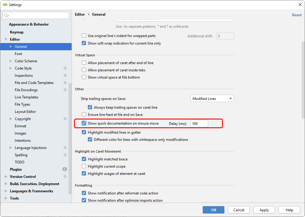 Android Studio enables mouse hover tips - Programmer Sought