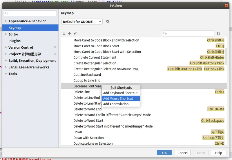 How to customize settings in pycharm to zoom in and out through "ctrl ...