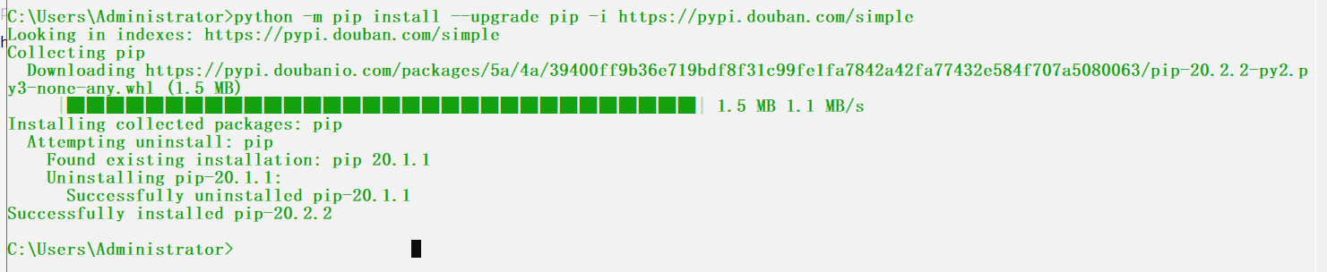 使用pip时显示You are using pip version 20.1.1； however, version 20.2.2 is available_you are using pip ...