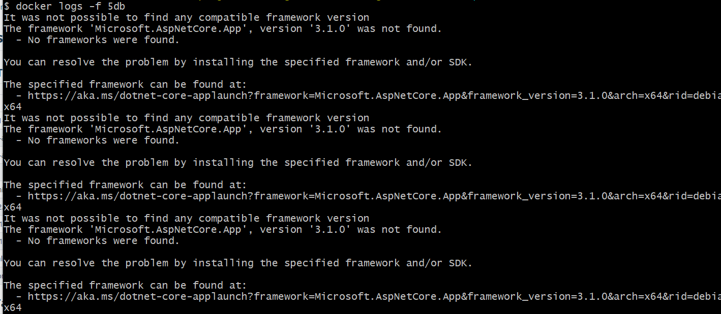 Docker - asp.net core 部署到linux docker 一直不成功，The specified framework ‘Microsoft.AspNetCore.App ...