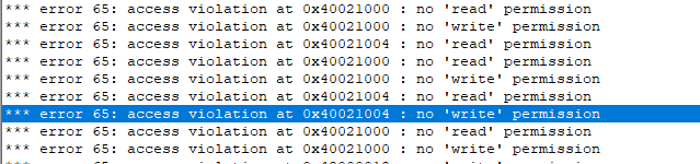 Keil V5仿真出现*** error 65: access violation at 0x40021000 : no ‘read ...