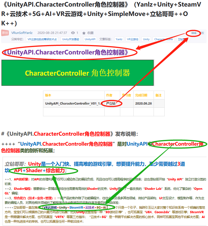 《unityapi Charactercontroller角色控制器》（yanlz Unity Steamvr 云技术 5g Ai Vr云游戏 Unity Simplemove 立钻哥哥