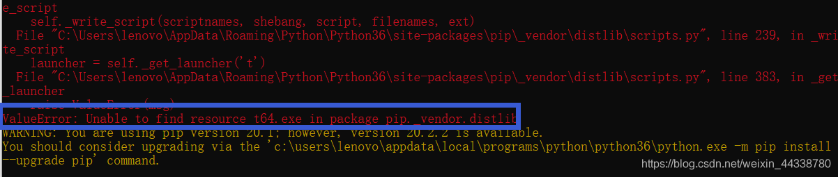 Pip升级报错valueerror Unable To Find Resource T64 Exe In Package Pip