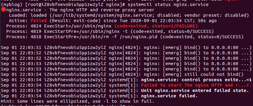 启动nginx时报错 ExecStart=/usr/sbin/nginx (code=exited, status=1/FAILURE-CSDN博客