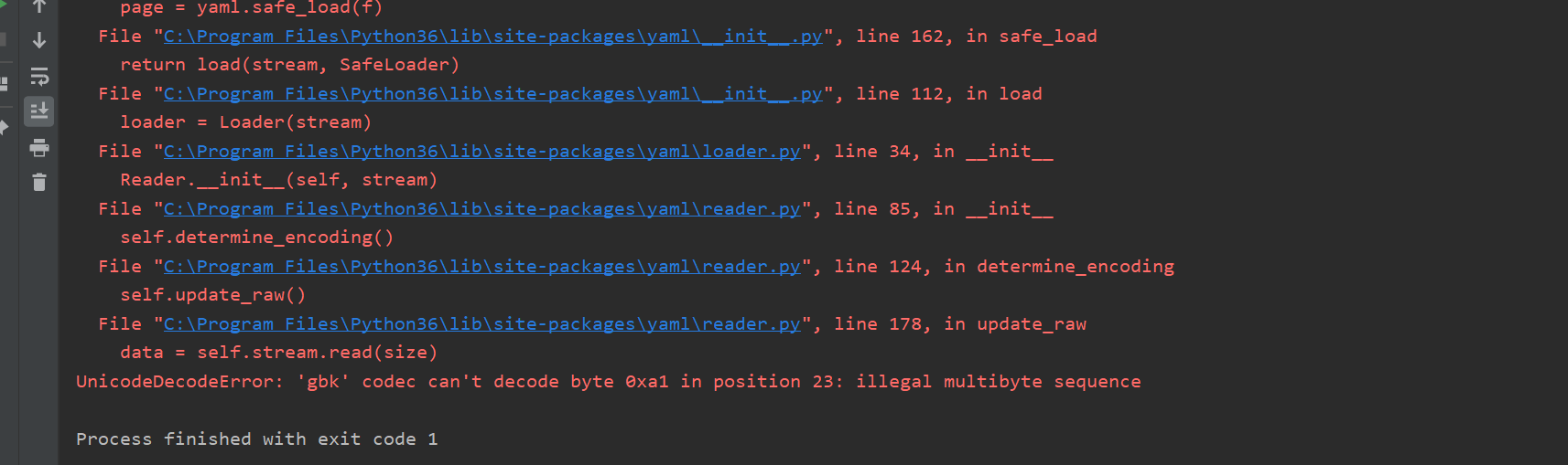 yaml 文本报错 UnicodeDecodeError: ‘gbk‘ codec can‘t decode byte : illegal multibyte sequence_yaml ...