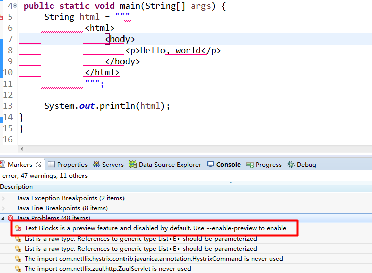 jdk13 eclipse 报Text Blocks is a preview feature and disabled by default_eclipse不支持text blocks-CSDN博客