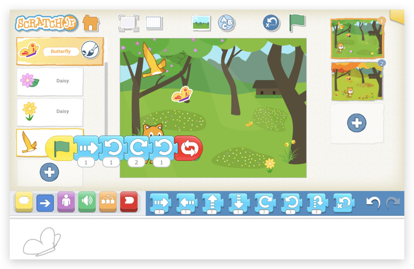 跳妹儿学编程之ScratchJr(五)：ScratchJr入门程序积木块功能介绍与使用技巧_scratch jr 教程-CSDN博客