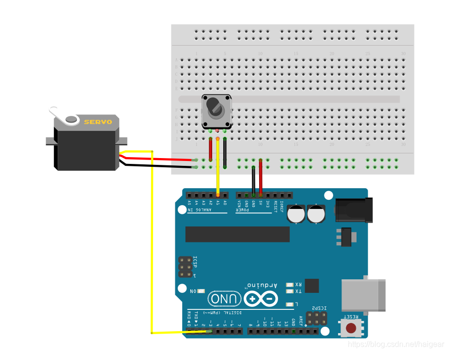 Arduino利用电位器仿真编码器控制舵机转动电位器控制舵机代码 Csdn博客