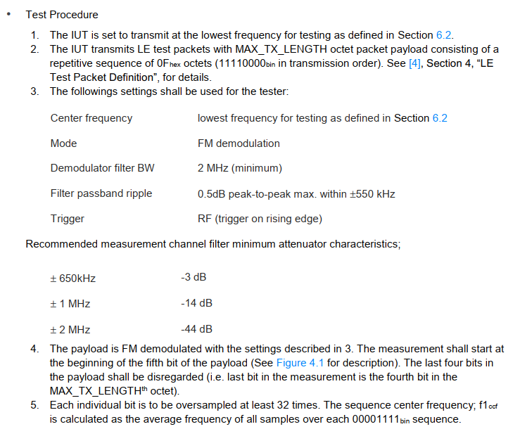 BLE_BQB Test_Modulation Characteristics, uncoded data at 1 Ms/s_RF-PHY ...