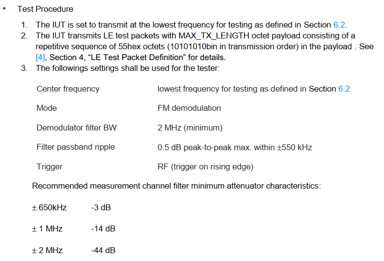 BLE_BQB Test_Carrier frequency offset and drift, uncoded data at 1 Ms/s ...