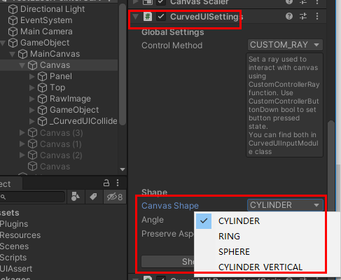 Unity 工具 之 CurvedUI （曲面UI）一些基本操作和CUSTOM_RAY 射线交互时注意事项整理_curved ui-CSDN博客
