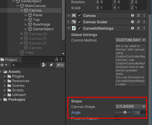 Unity 工具 之 CurvedUI （曲面UI）一些基本操作和CUSTOM_RAY 射线交互时注意事项整理_curved ui-CSDN博客