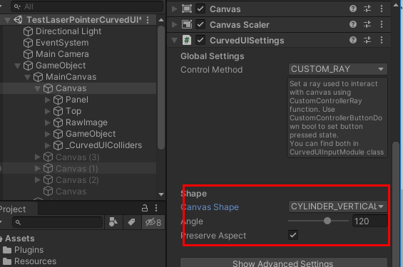 Unity 工具 之 CurvedUI （曲面UI）一些基本操作和CUSTOM_RAY 射线交互时注意事项整理_curved ui-CSDN博客