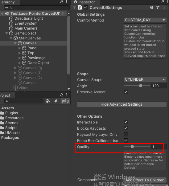 Unity 工具 之 CurvedUI （曲面UI）一些基本操作和CUSTOM_RAY 射线交互时注意事项整理_curved ui-CSDN博客