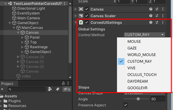 Unity 工具 之 CurvedUI （曲面UI）一些基本操作和CUSTOM_RAY 射线交互时注意事项整理_curved ui-CSDN博客