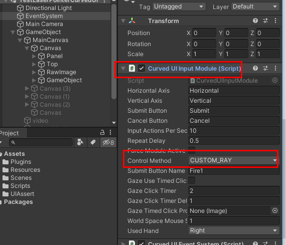 Unity 工具 之 CurvedUI （曲面UI）一些基本操作和CUSTOM_RAY 射线交互时注意事项整理_curved ui-CSDN博客
