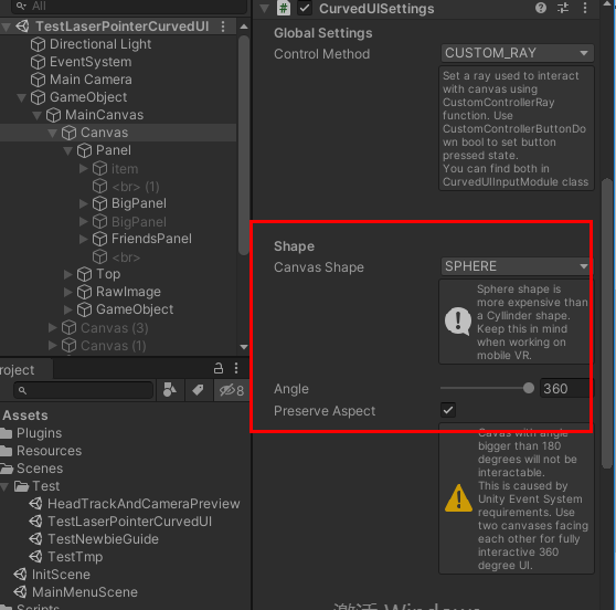 Unity 工具 之 CurvedUI （曲面UI）一些基本操作和CUSTOM_RAY 射线交互时注意事项整理_curved ui-CSDN博客