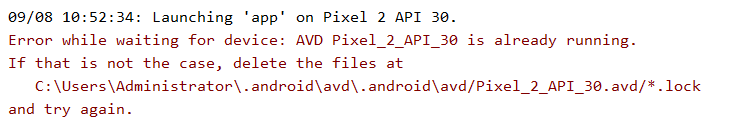 Android中Delete the files at *.lock and try again的解决方案_error while waiting for device: pixel 2 ...