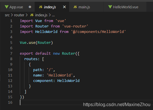 二、vue项目中indexhtml,appvue,mainjs,indexjs,hellowordvue联系indexhtml