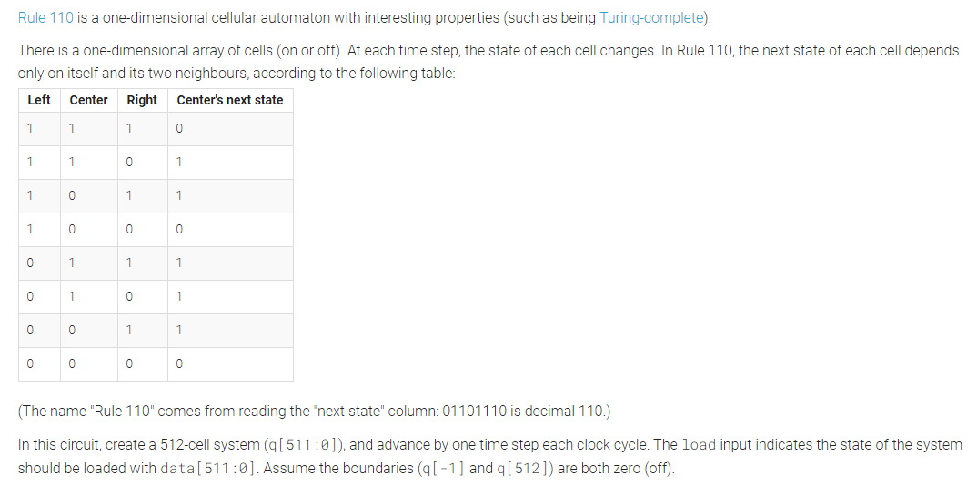 HDLBits Day15 Rule 90 and Rule 110_rule 90 is a one-dimensional cellular automaton wi-CSDN博客
