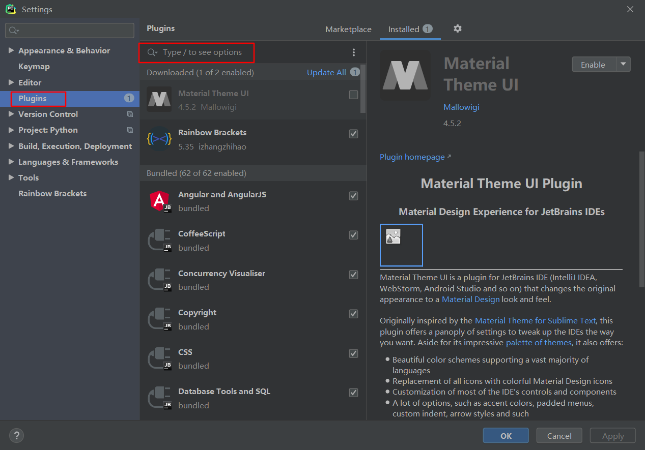 Pycharm 安装插件_rainbow brackets没有许可证-CSDN博客