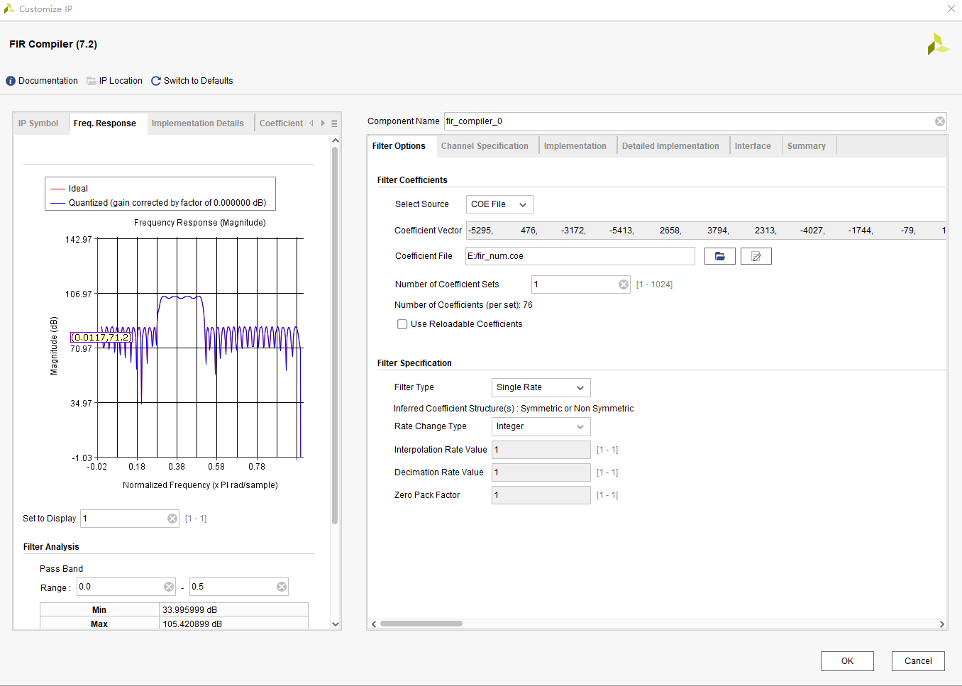 MATLAB+VIVADO设计FIR滤波器_导入滤波器系数生成滤波器-CSDN博客