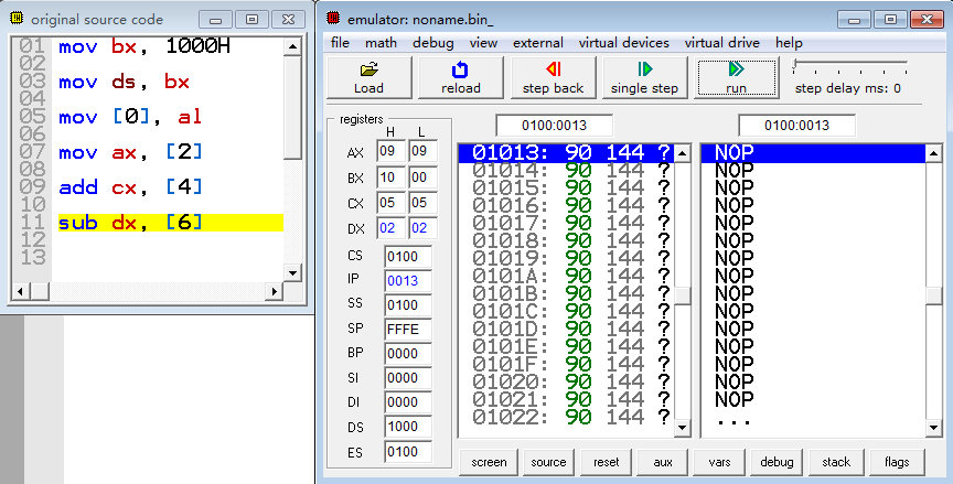 图解在emu8086中学习几条汇编语言常用语句_emu8086汇编语言格式-CSDN博客