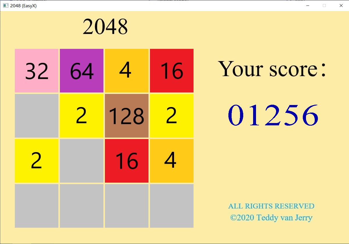 【C++ 程序】 2048游戏（EasyX 图形界面）_c++写的2048小游戏怎么做出可视化界面-CSDN博客