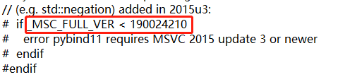已解决：fatal error C1189: #error: pybind11 requires MSVC 2015 update 3 or newer_coroutine(37 ...