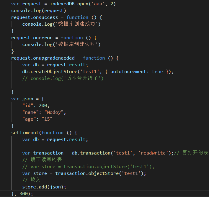 indexDB1.html:45 Uncaught DOMException: Failed to execute ‘add‘ on ‘IDBObjectStore‘: The object ...