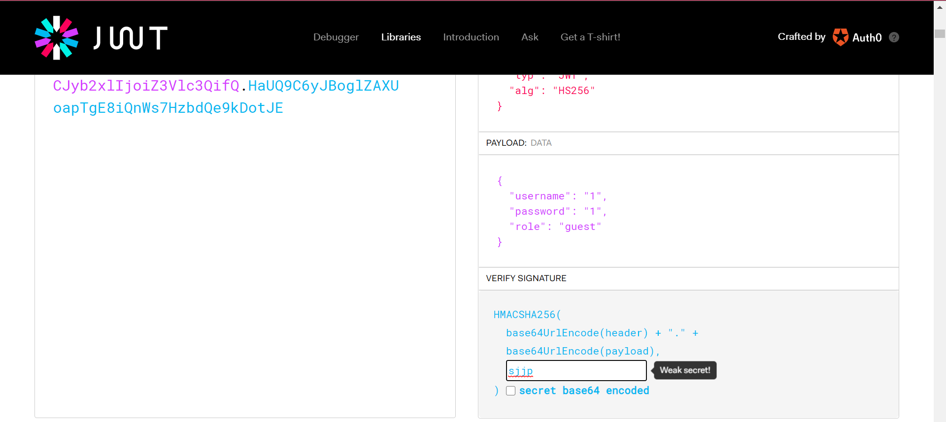 CTFHub-JSON Web Token-弱密钥_ctfhub jwt弱密匙-CSDN博客