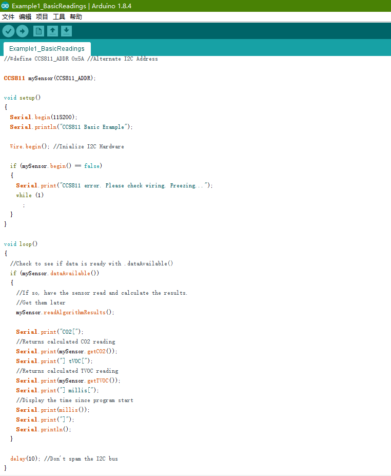 Arduino Uno测试ccs811气体传感器模块 Tvoceco2环境空气质量监测eco2 400 Ppm Csdn博客