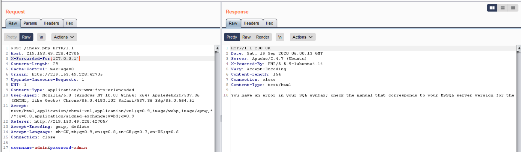 SQL注入之 XFF注入攻击_xff攻击-CSDN博客
