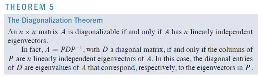 Chapter 5 (Eigenvalues and Eigenvectors): Diagonalization (对角化)_diagonalization theorem-CSDN博客