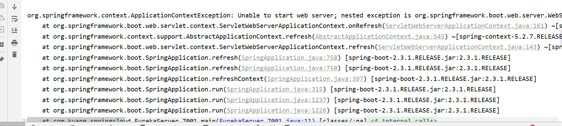 nacos启动报org.springframework.context.ApplicationContextException: Unable to start web server ...