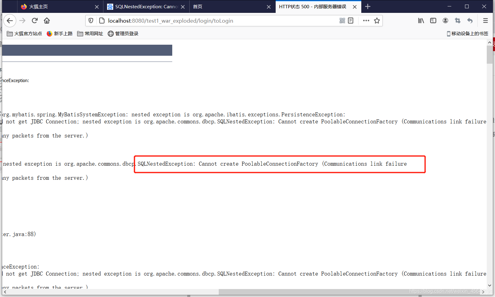 Sqlnestedexception Cannot Create Poolableconnectionfactory