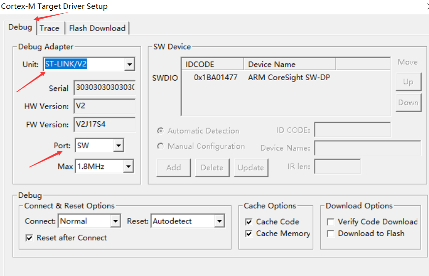 用ST-LINKV2烧录stm32程序的接线和keil配置（基于正点原子f1开发板）_stlink接线图stm32-CSDN博客