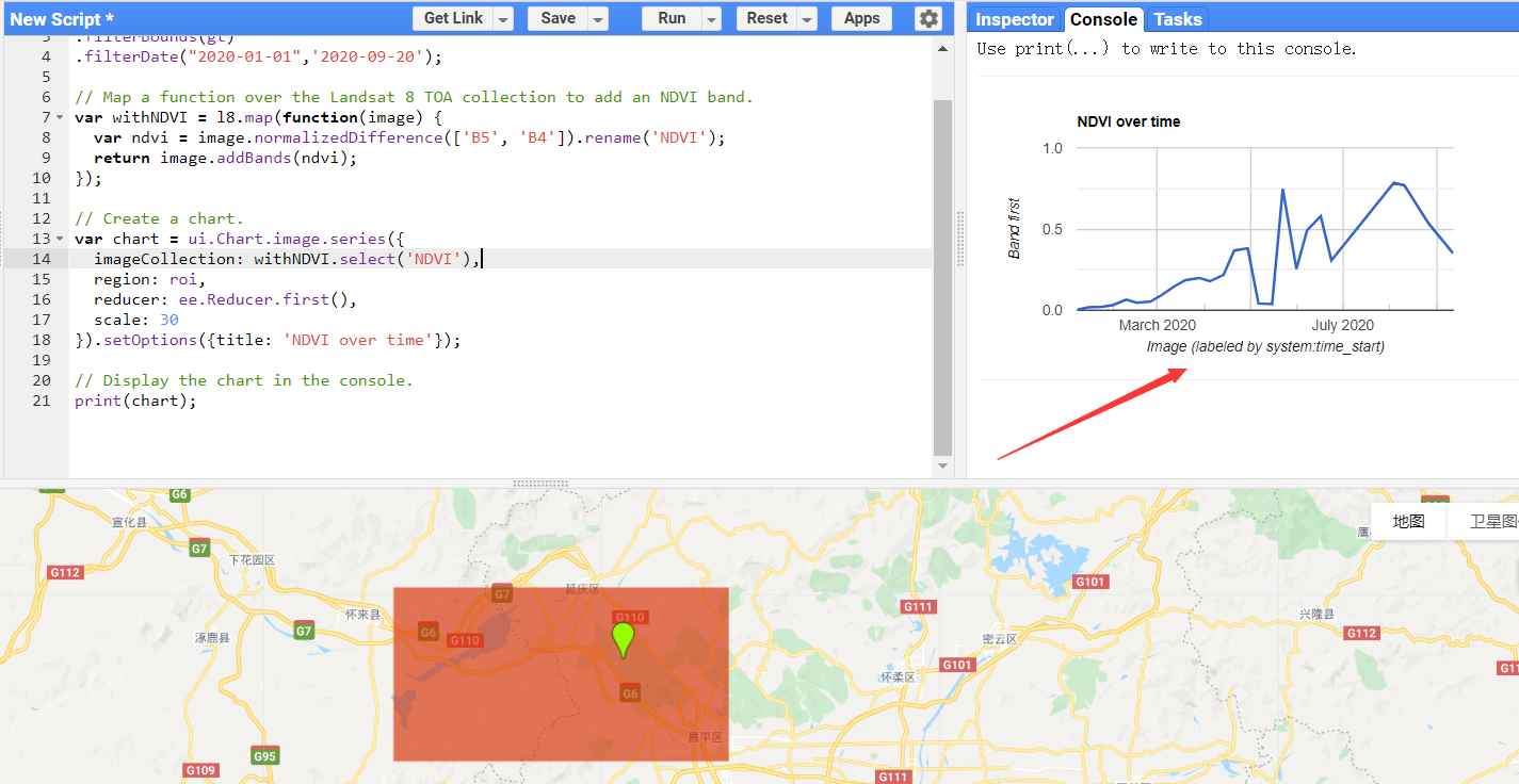 GEE笔记（三）：NDVI、图表导出_gee导出ndvi图-CSDN博客