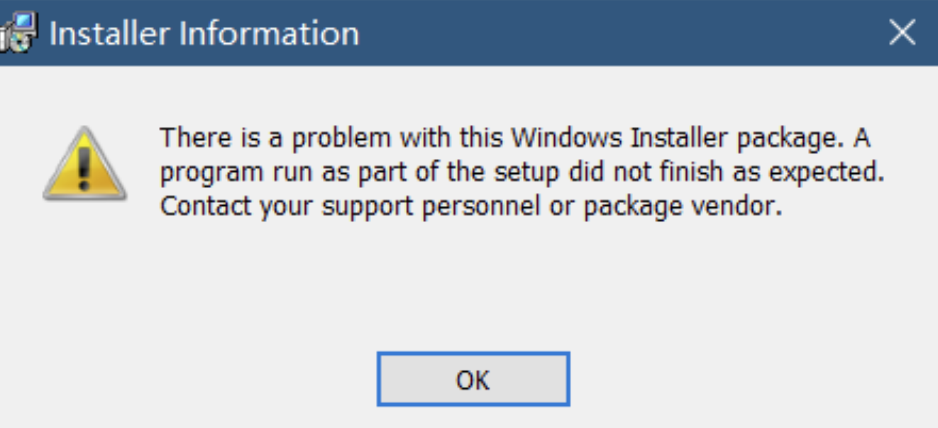 There is a problem with this Windows Installer package_contact your ...