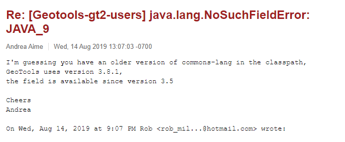 geoTool记录（20200923）java.lang.NoSuchFieldError: JAVA_9_java geotools method threw 'java.lang ...