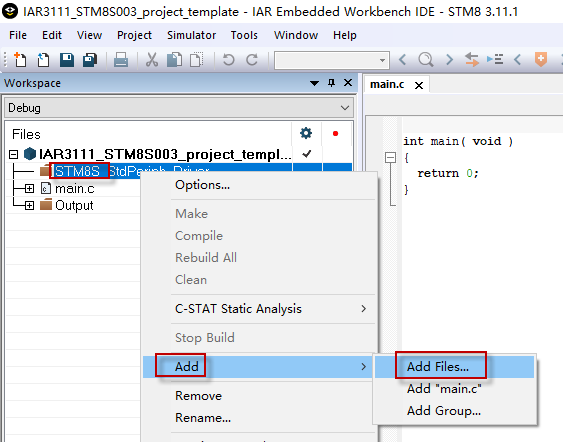 IAR3.11.1 搭建 STM8S003 模板工程_iar for stm8 3.11.1 最新版-CSDN博客