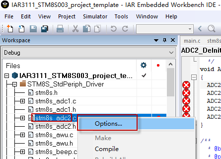 IAR3.11.1 搭建 STM8S003 模板工程_iar for stm8 3.11.1 最新版-CSDN博客