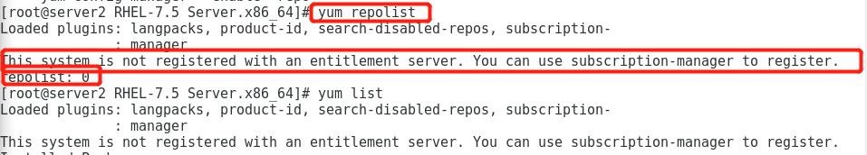 搭建yum源时遇见This system is not registered with an entitlement server. You ...
